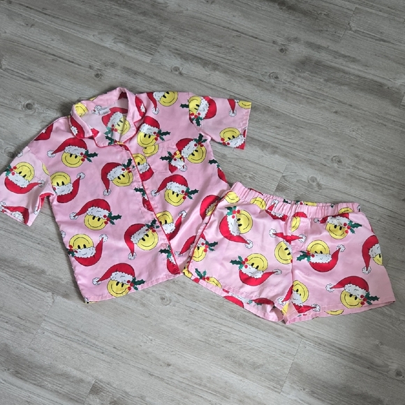 art class | Pajamas | Art Class Pink Santa Smiley Kids Pajama Set ...